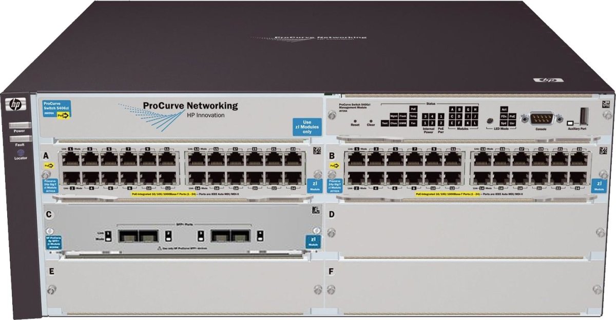 HPE 5406zl Modularswitch 48x1Gb/4x10GbE redundant, 1.399,00