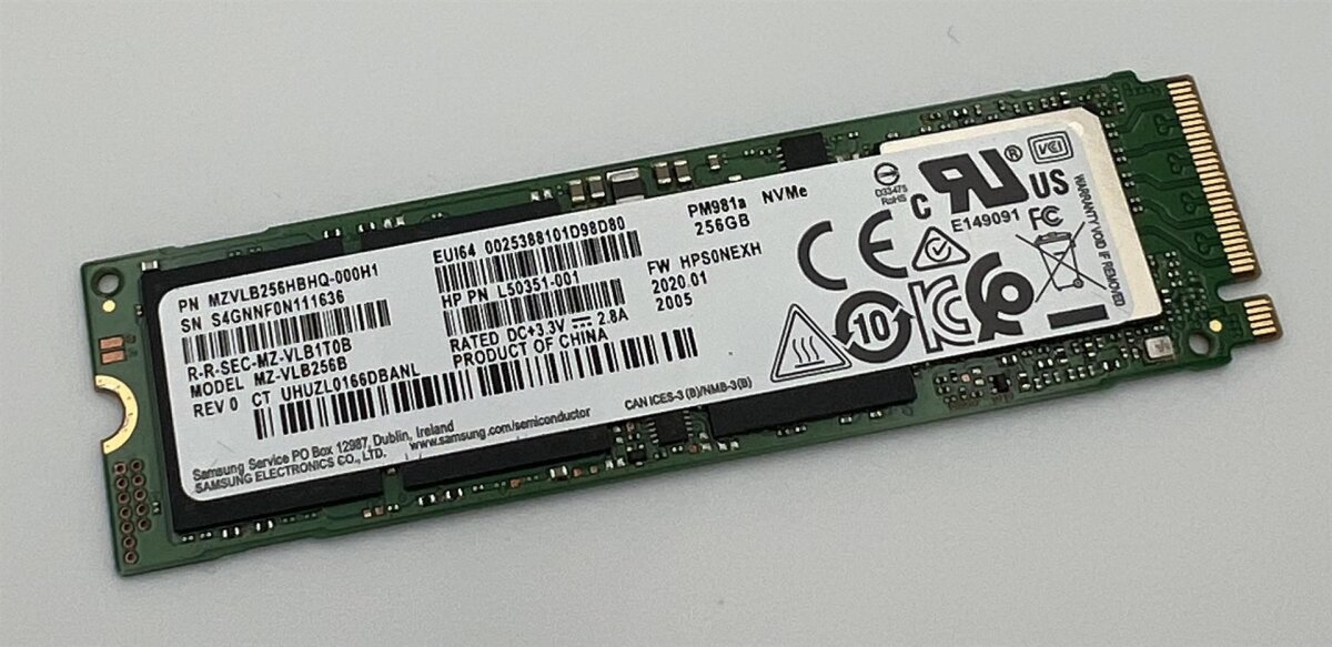 Samsung PM981a 256GB PCIe M.2 2280 SSD, 9,00